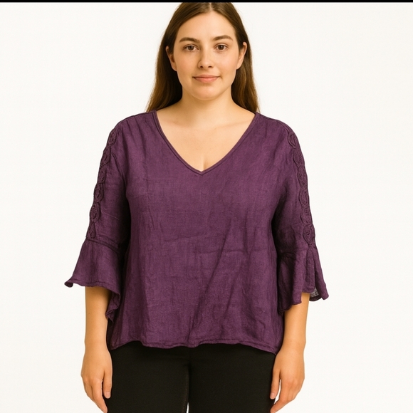indigo Rose | Tops | Indigo Rose Purple Peasant Romantic Gauze Plus Sz ...